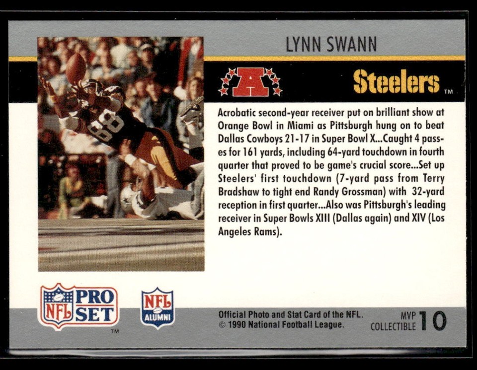 1990 Pro Set #10 Lynn Swann Super Bowl MVP Collectibles Football Card ...