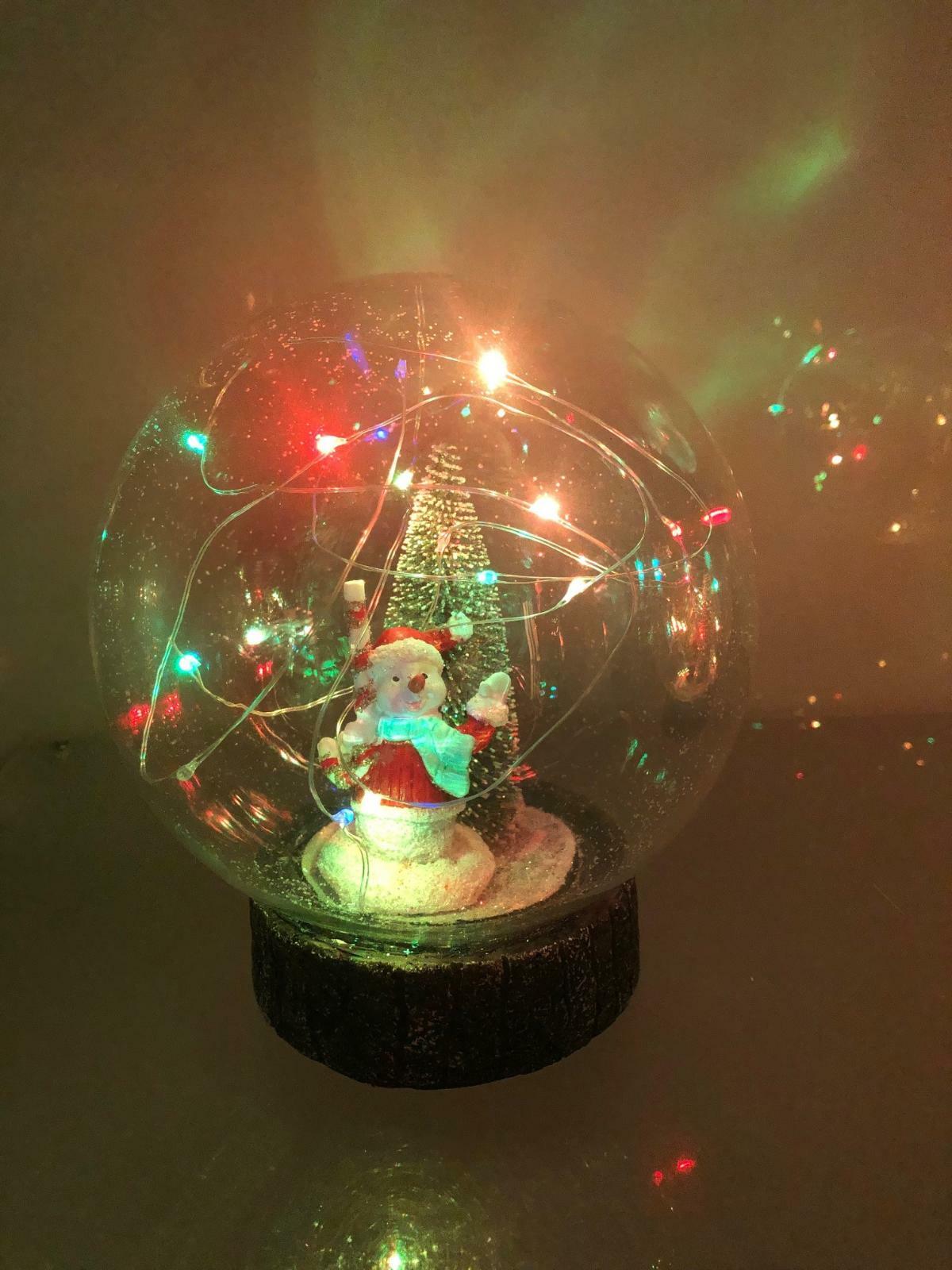 Fountasia Magical Light Up LED Snow Globe Choice of Santa/Snowman Decor ...
