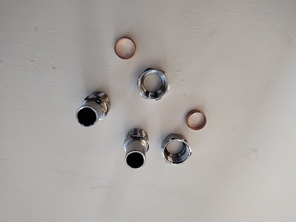 Radiator Valve Tails 15mm Compression 1/2" BSP Chromed Brass (x2) | eBay UK