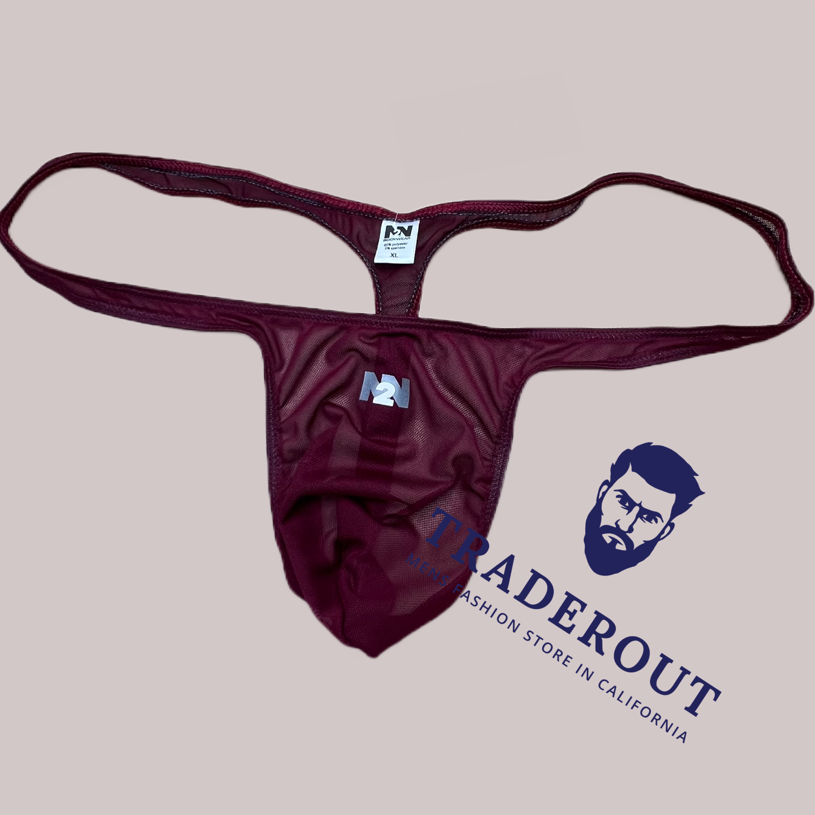 N2N Bodywear Men burgundy red sheer mesh swim Thong swimwear underwear ...