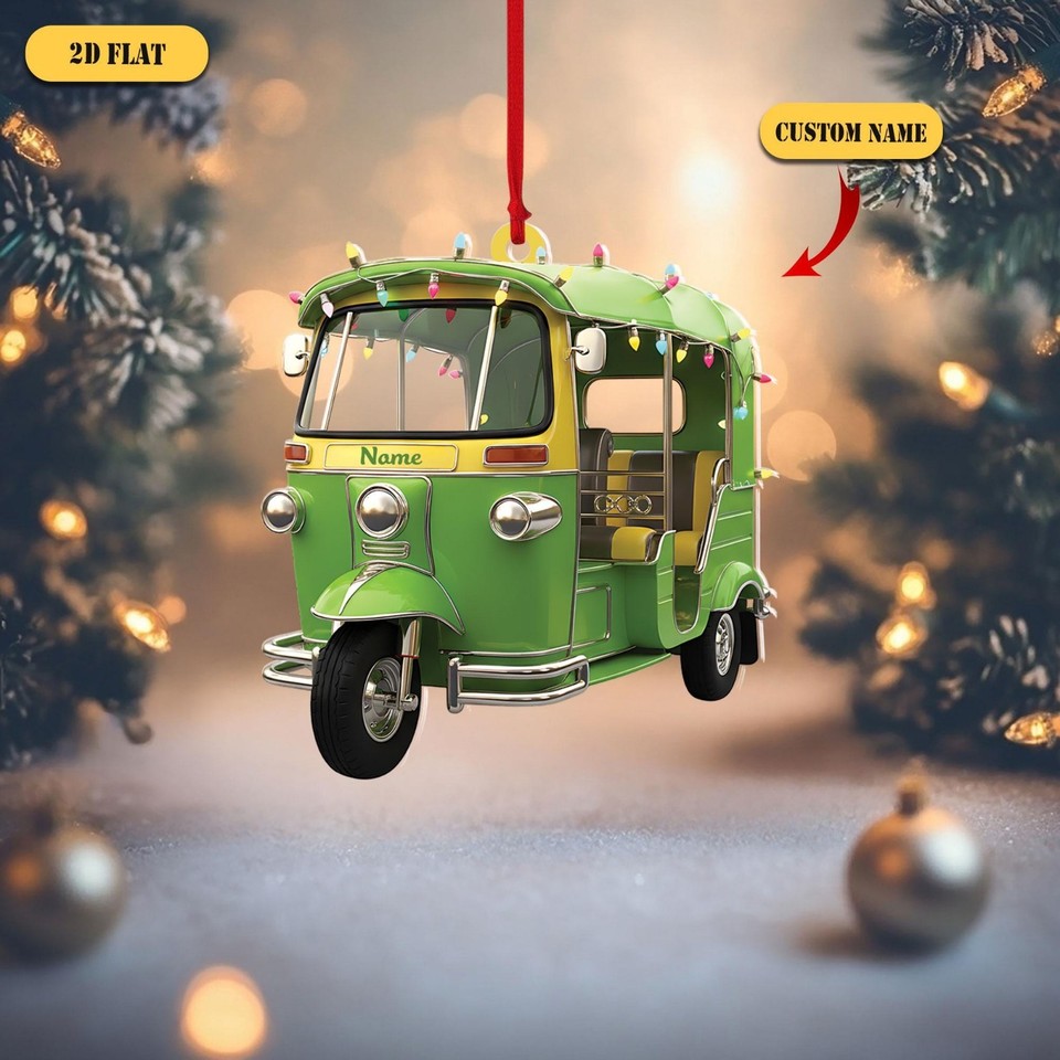 Personalized Tuk Tuk Acrylic Ornament, Custom Name Thai Auto Rickshaw ...