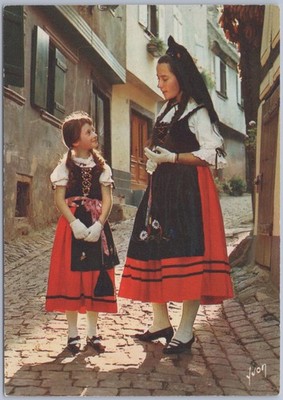 Woman & Girl in Alsatian Costume, Alsace France, c1960s Chrome Postcard ...