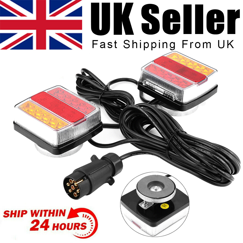 2x Magnetic LED Trailer Towing Lightboard Light Rear Tail Board Lamps+7 ...