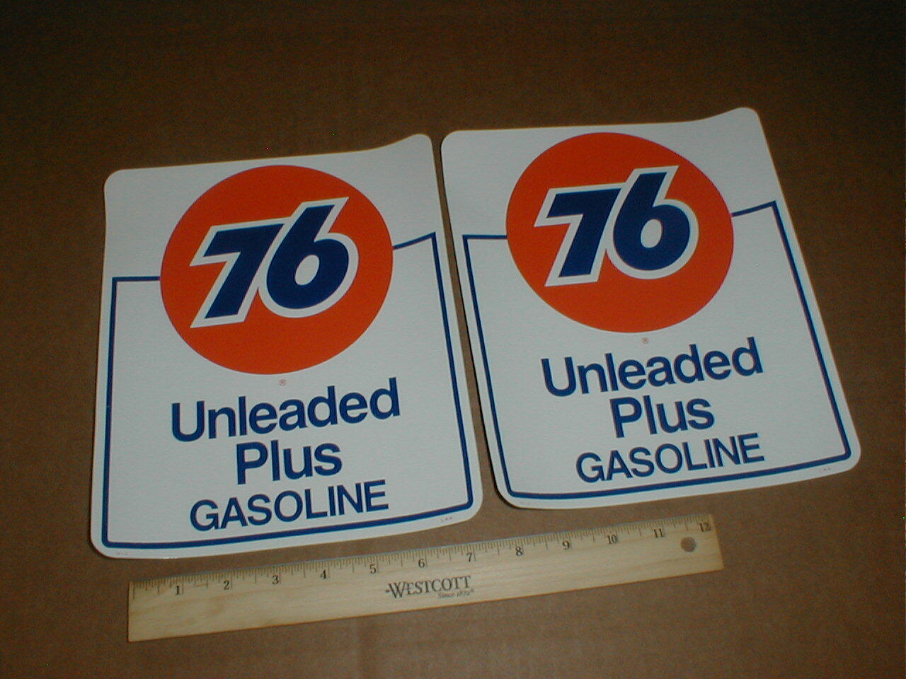 PAIR Unocal Union 76 unleaded Gasoline Gas pump vtg decal sticker ...