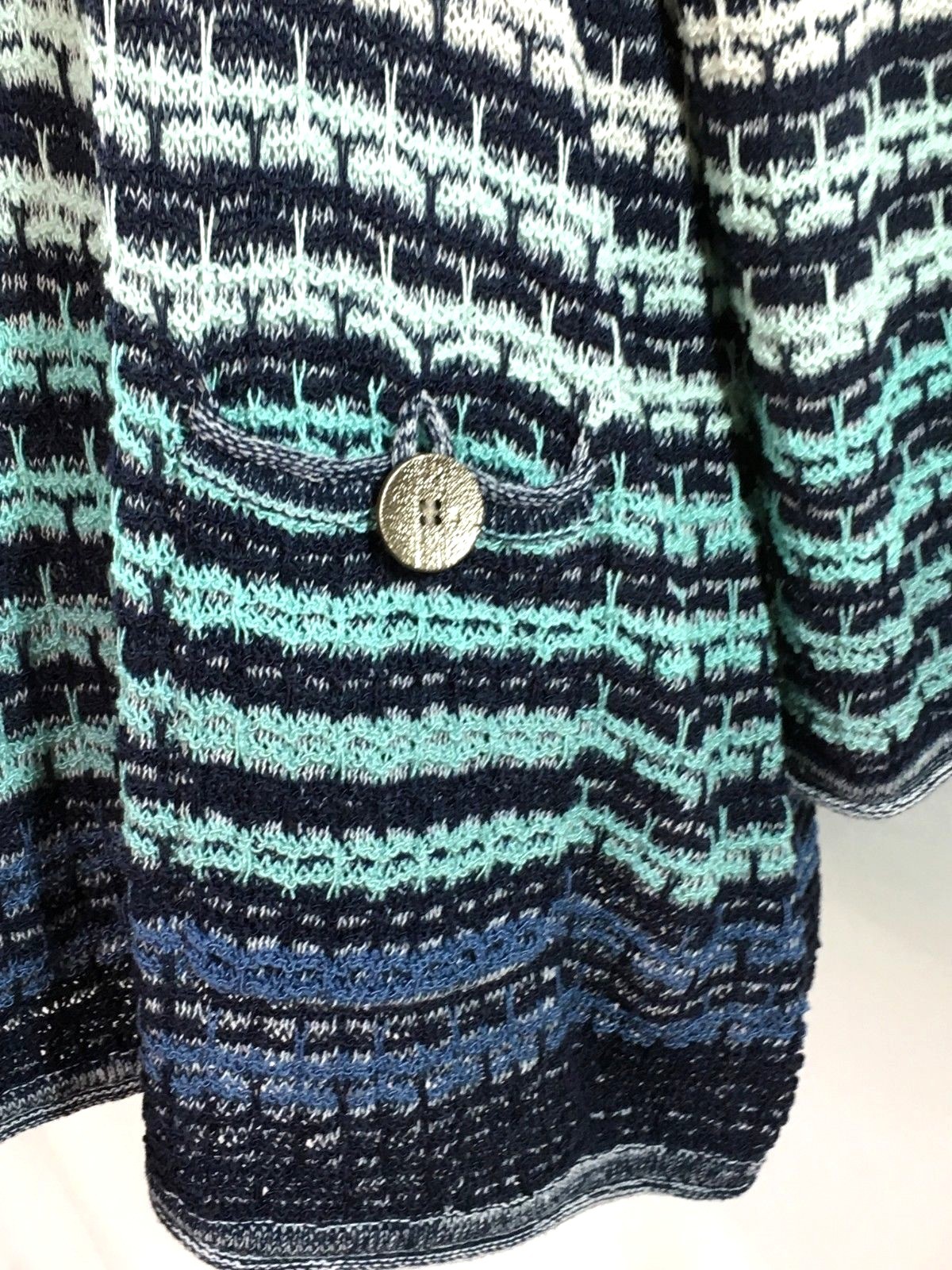 JM COLLECTION sweater SIZE 1X blue white stripes ombre 3/4 sleeves ...