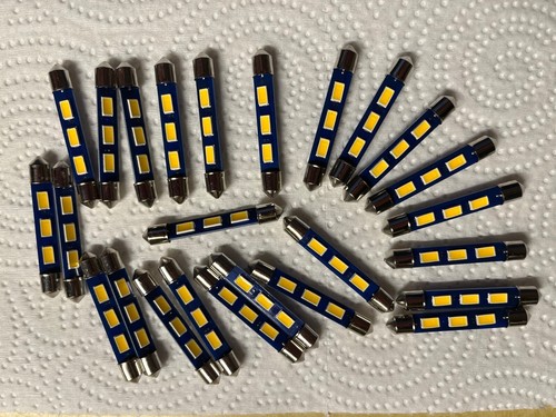 (25) WARM WHITE 43MM-6.3V-LED FESTOON LAMPS/MX114-MX117-MX110 ...