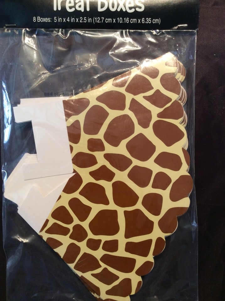Animal Print Giraffe Party Supplies Popcorn Treat Boxes 5x4x2.5" 8ct ...