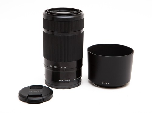 Sony E 55-210mm f/4.5-6.3 OSS LENS SEL55210 Black Zoom Lens + Hood ...