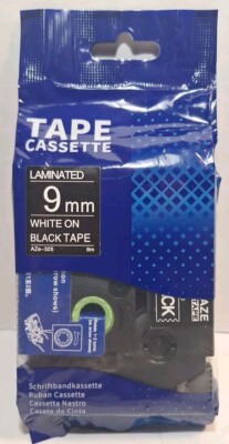 2 Pack Tape Cassette Laminated 9MM Black On White Tape AZE-325 Printer ...