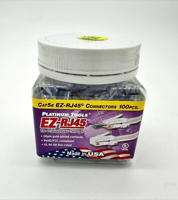 202003J -- PLATINUM TOOLS -- EZ-RJ45 CONNECTOR, 100PC JAR | eBay