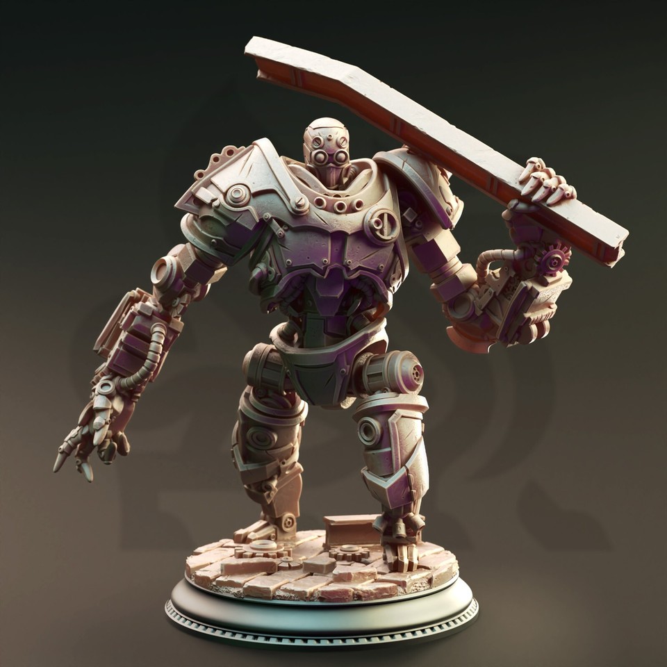 Clockwork Golem Miniature 3D Printed Resin Figure Steampunk Construct ...