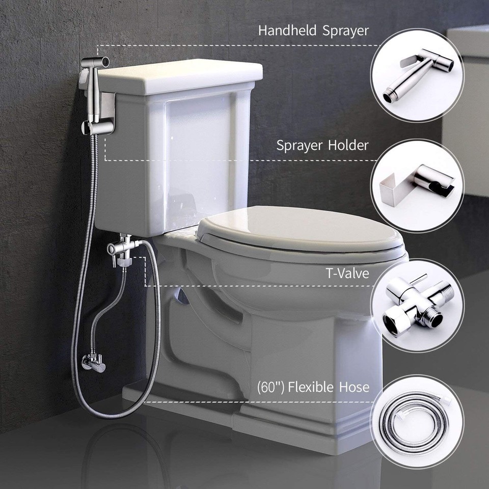 Toilet Shattaf Adapter Hose Bidet Spray Stainless Steel Handheld Shower ...