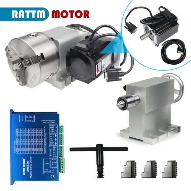 CNC 4th A Rotary Axis kit 3 Jaw K11-130mm Chuck Ratio 4:1 With 100mm ...