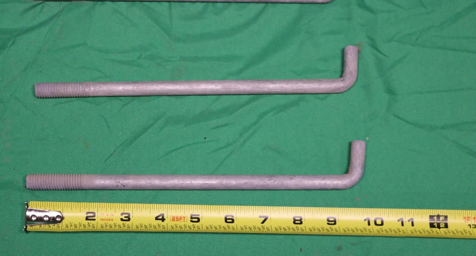 Lot of 6 NOS 1/2" x 10" Hot Galvanized Concrete J Bolts / Bent Anchor ...