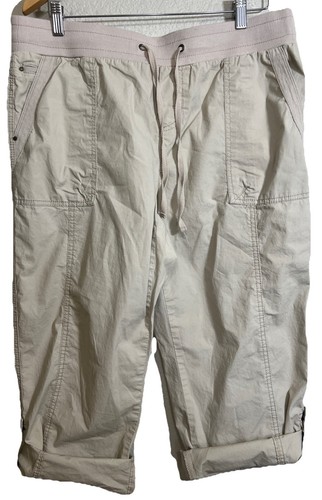 Womens Khakis & Co. Utility Poplin Capri Beige Size 12 Draw String ...