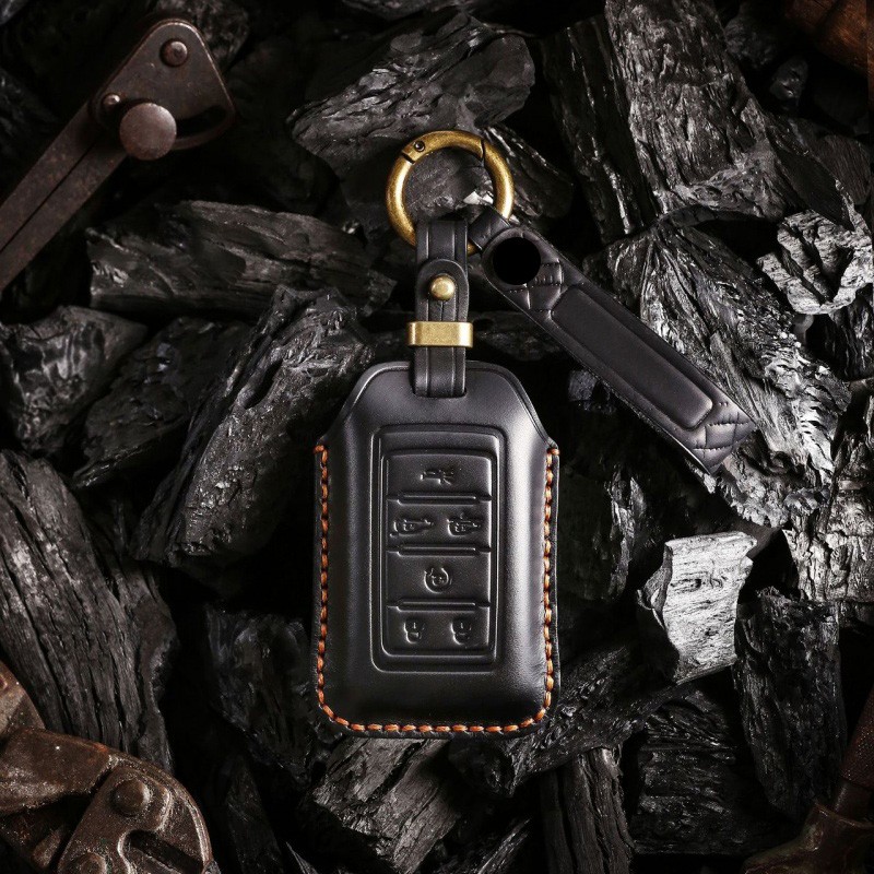 Genuine Leather Car Smart Key Case Cover Bag For Jeep Grand Cherokee ...
