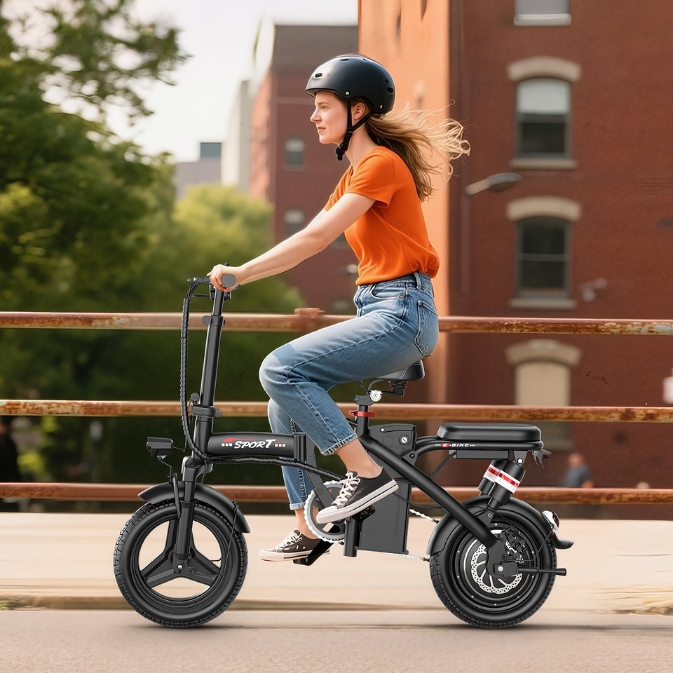 1200W Folding Electric Bike for Adults Teens 14'' 25 MPH 45Miles ...