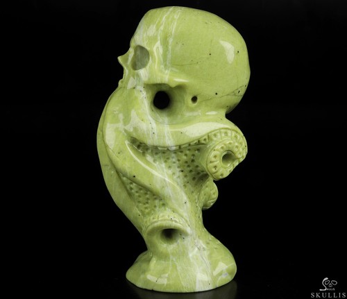 7.2" Lemon Stone Hand Carved Cthulhu Octopus Crystal Skull Sculpture ...