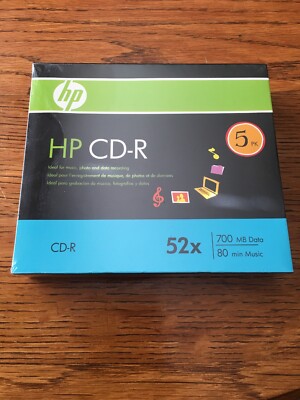 HP CD-R 52X 700 MB Data 80 Min Music New In Package 5 Pack | eBay