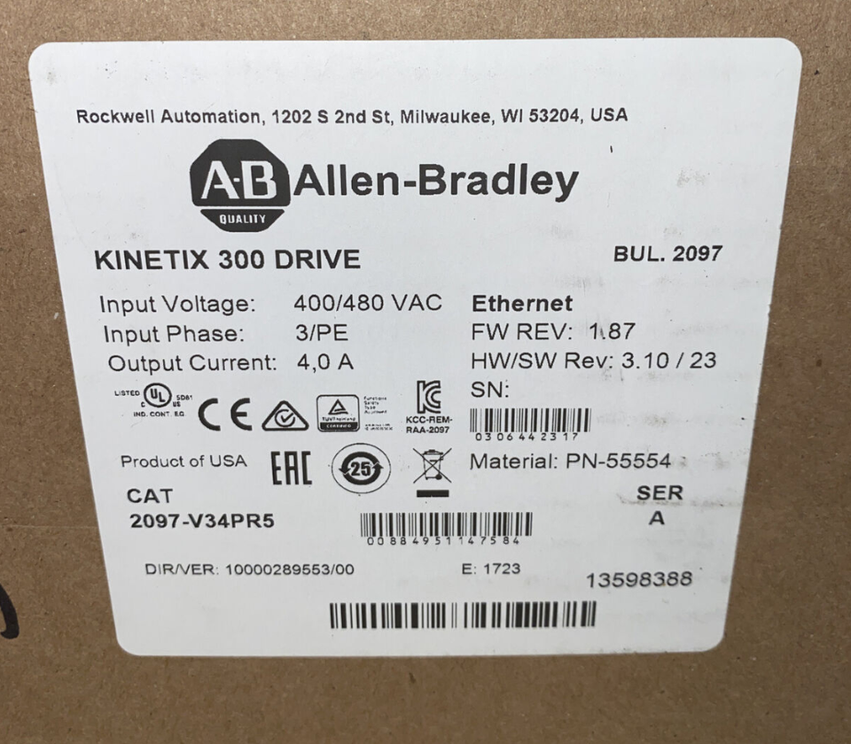 2097-V34PR5 NEW Factory Sealed Kinetix 300 Servo Drive 2097 V34PR5 1PCS ...