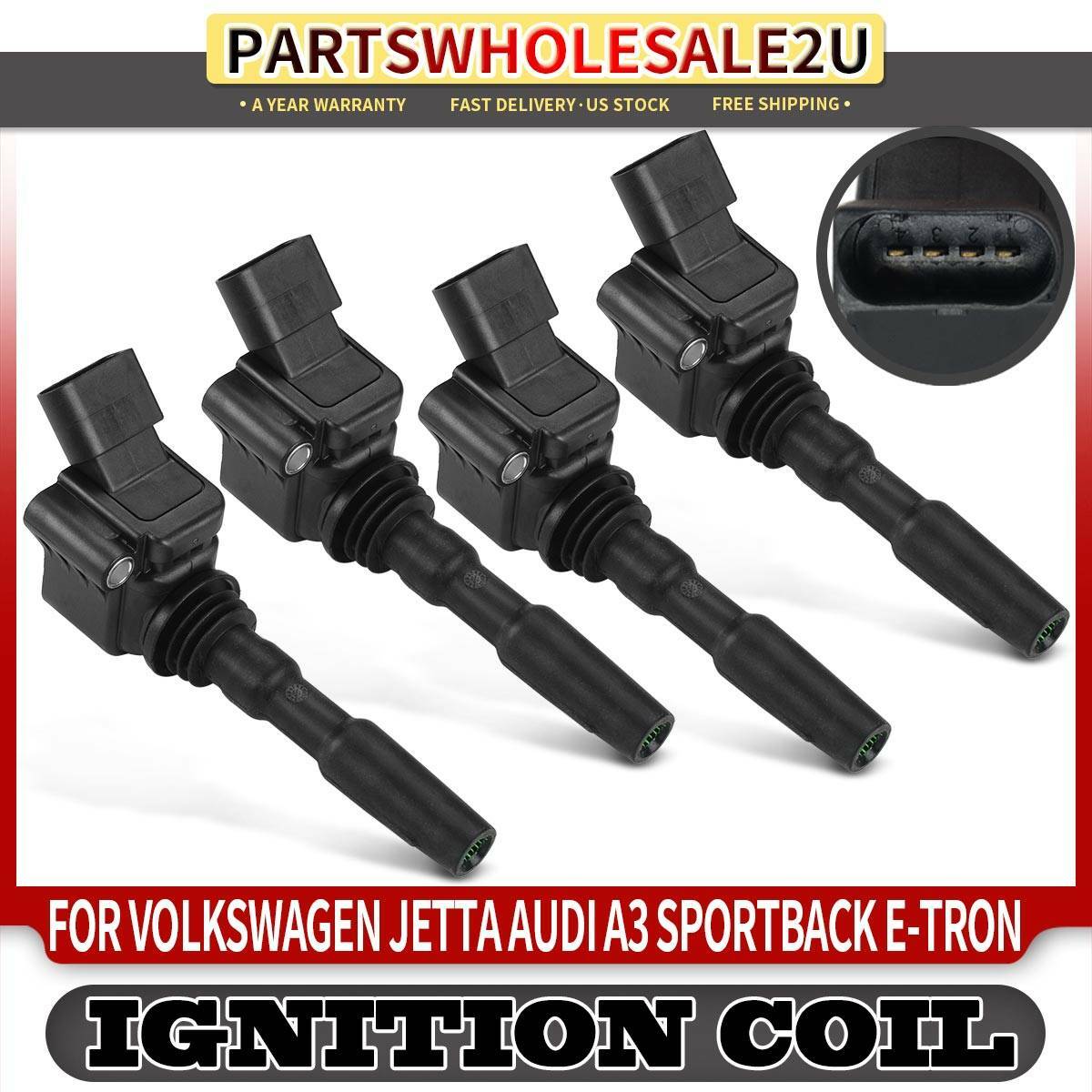 A Set of 4 Ignition Coil for Volkswagen Jetta 2014-2021 Audi A3 ...