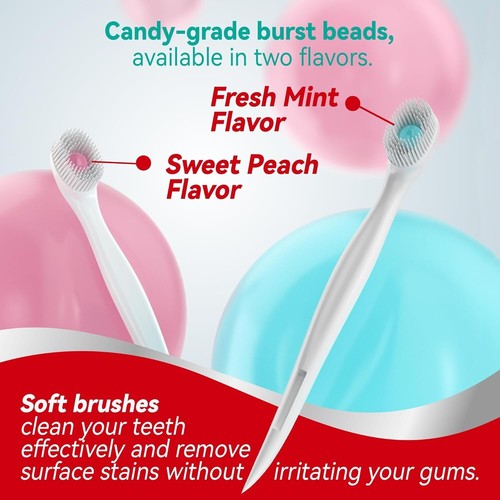 Mini Brushes-Disposable Toothbrushes with Cleaning Beads Toothpaste and ...