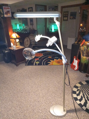 OttLite 3-in-1 Light Craft Adjust Floor Magnifying Lamp 24W Magnifying ...