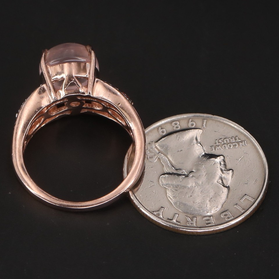 Sterling Silver - CHUCK CLEMENCY Rose Quartz Diamond & Topaz Ring Size ...