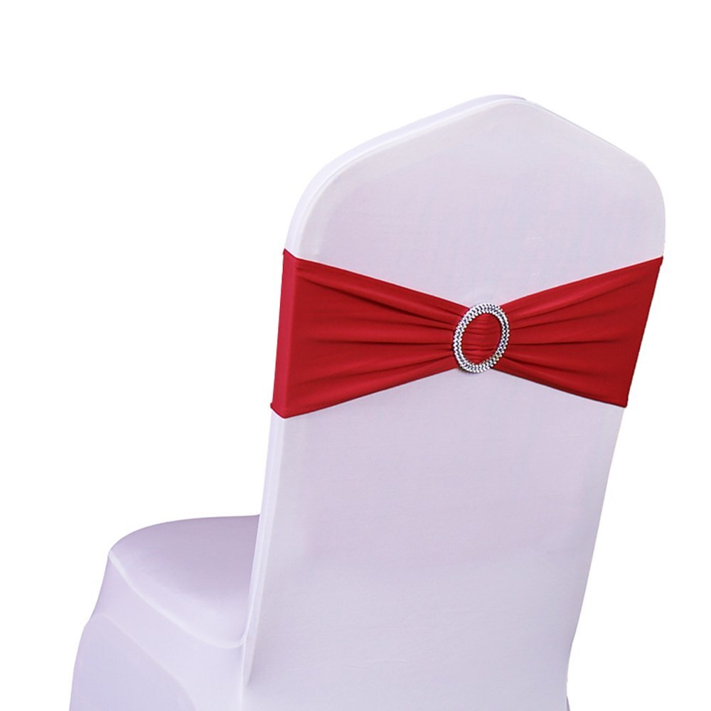 Pack of 50 Spandex Red Chair Sashes for Wedding Chair Bows Sashes Lycra ...