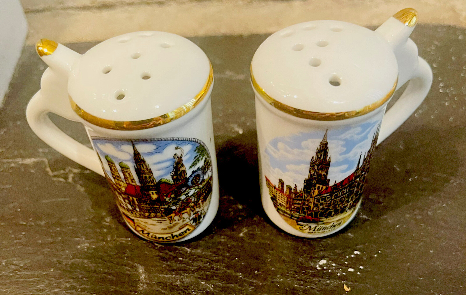 Vintage Munchen Germany Souvenier Beer Stein Ceramic 2” Salt & Pepper ...