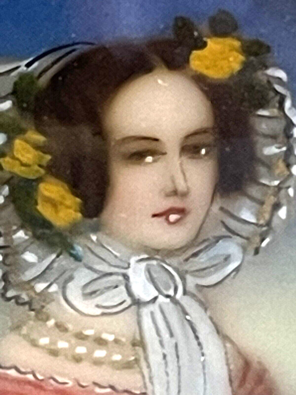 Antique 19th Century Hand Painted Signed Portrait Pen… - Gem