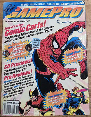Vintage GamePro September 1992 Spider-Man comic carts video game ...
