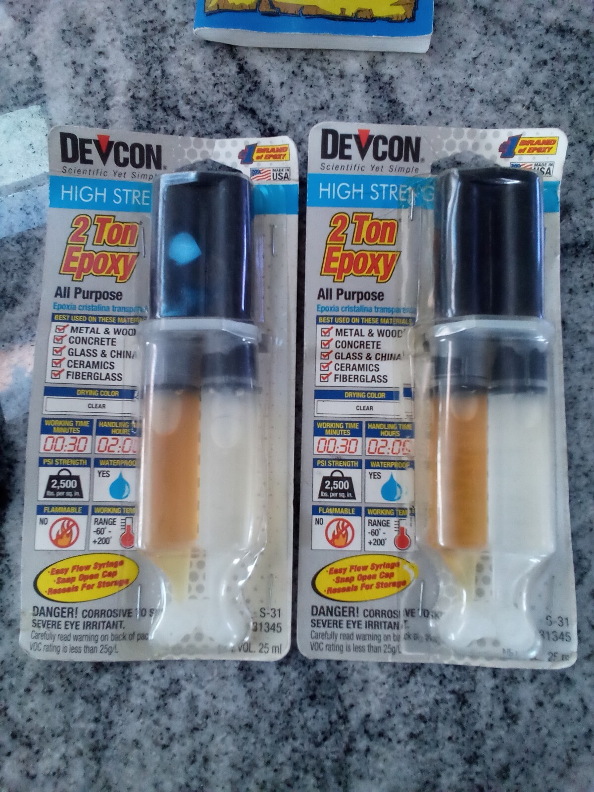 DEVCON 2 TON EPOXY 31345 High Strength Multi Surface Adhesive CLEAR .84oz (2pks) | eBay