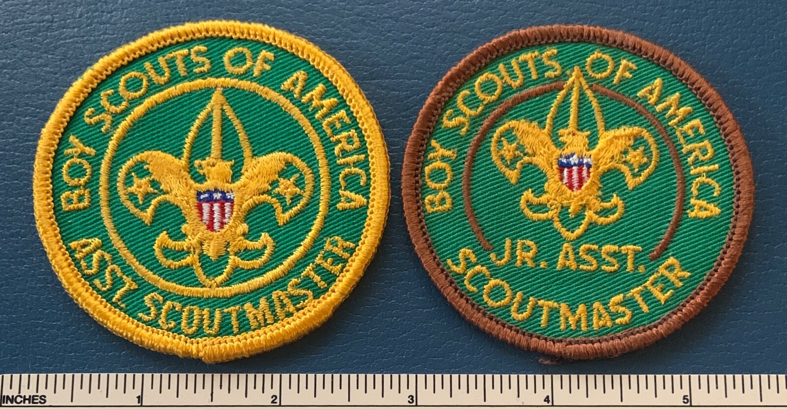 2 VTG JR. & ASSISTANT SCOUTMASTER Boy Scout Leader Position PATCHES BSA ...