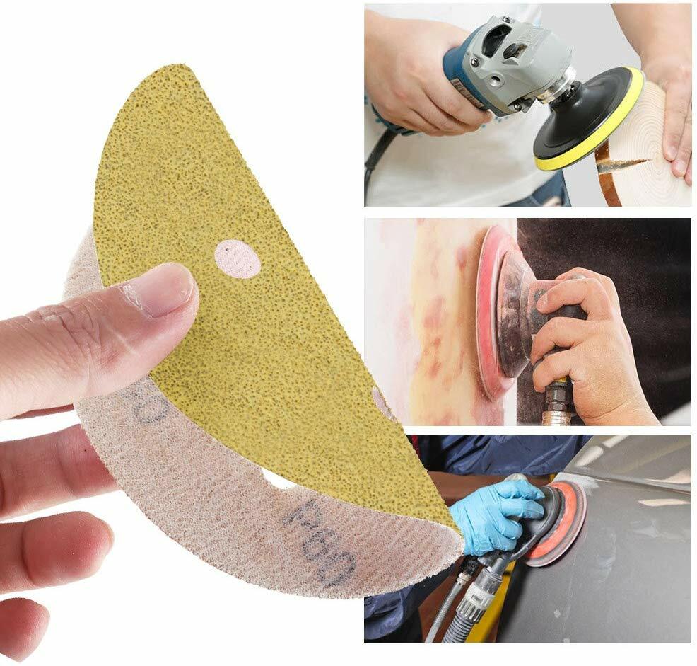 100PCS 5 Inch Sanding Disc Dustless Hook-and-Loop Sander Paper 60 Grit ...