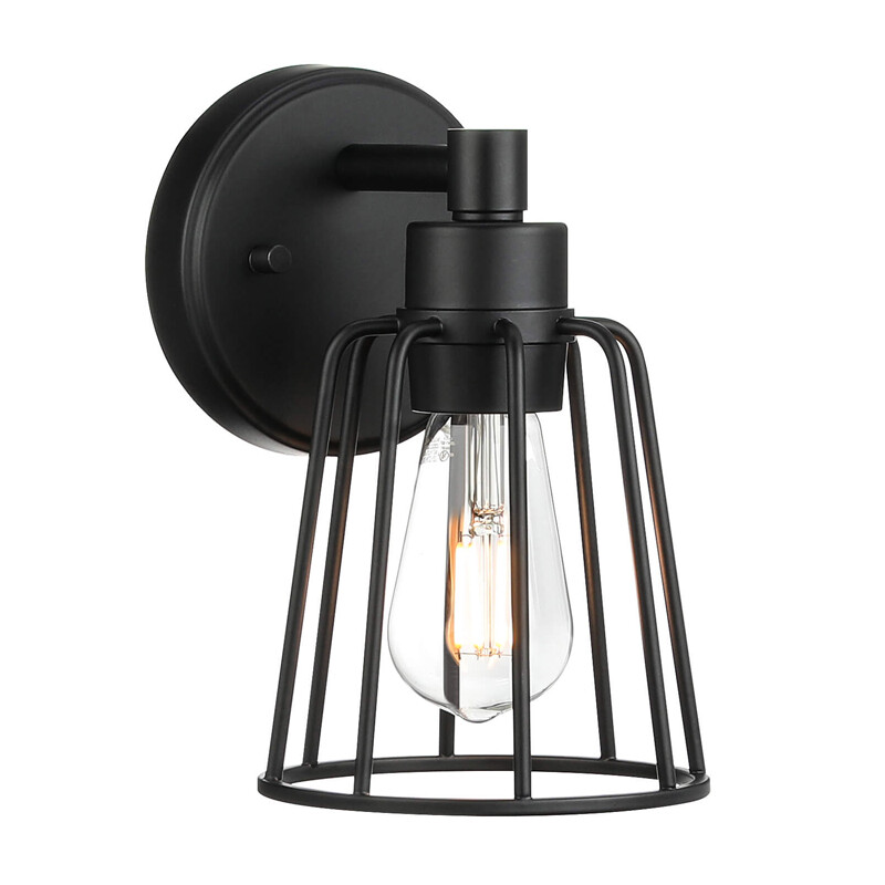 Black Sconce Wall Lighting Vintage Cage Vantiy Light Bathroom Bedroom ...
