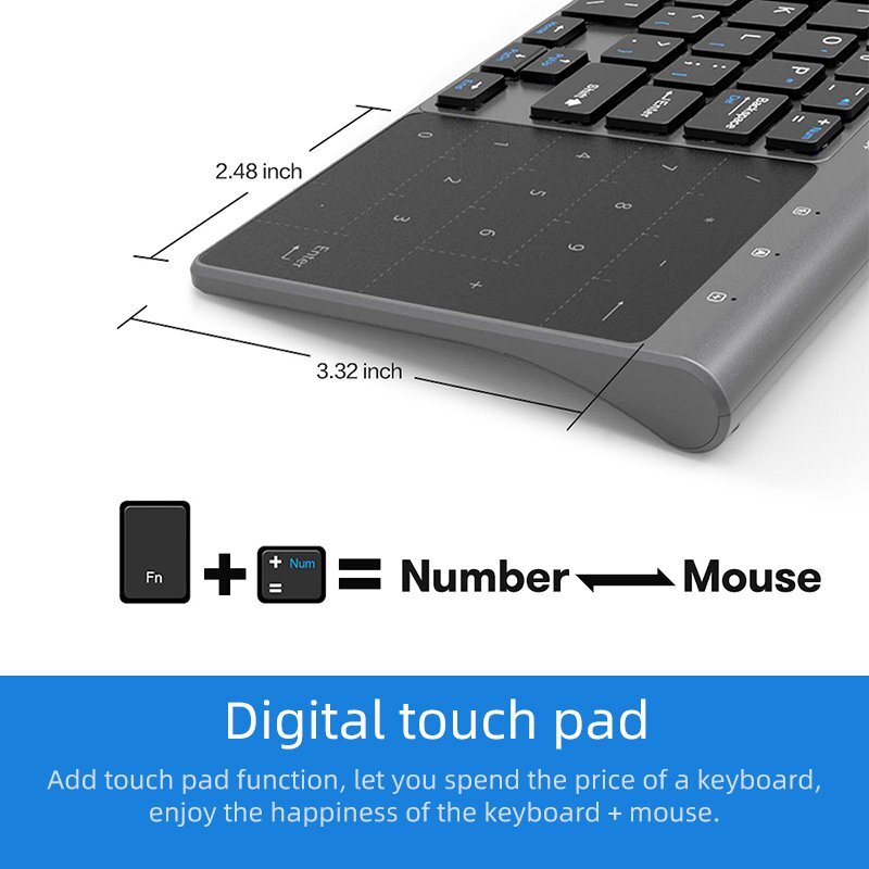 2.4G USB Wireless Keyboard with Touchpad for Android Windows Tablet PC ...