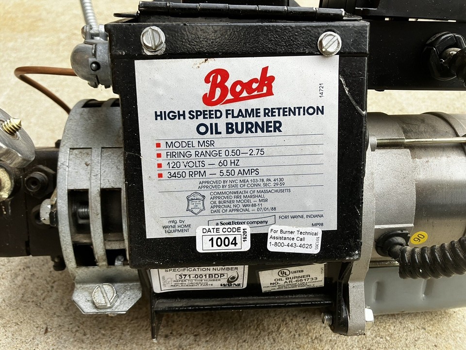 Wayne MSR Oil Burner for Bock 32E Hot Water. complete Burner. Same Day ...