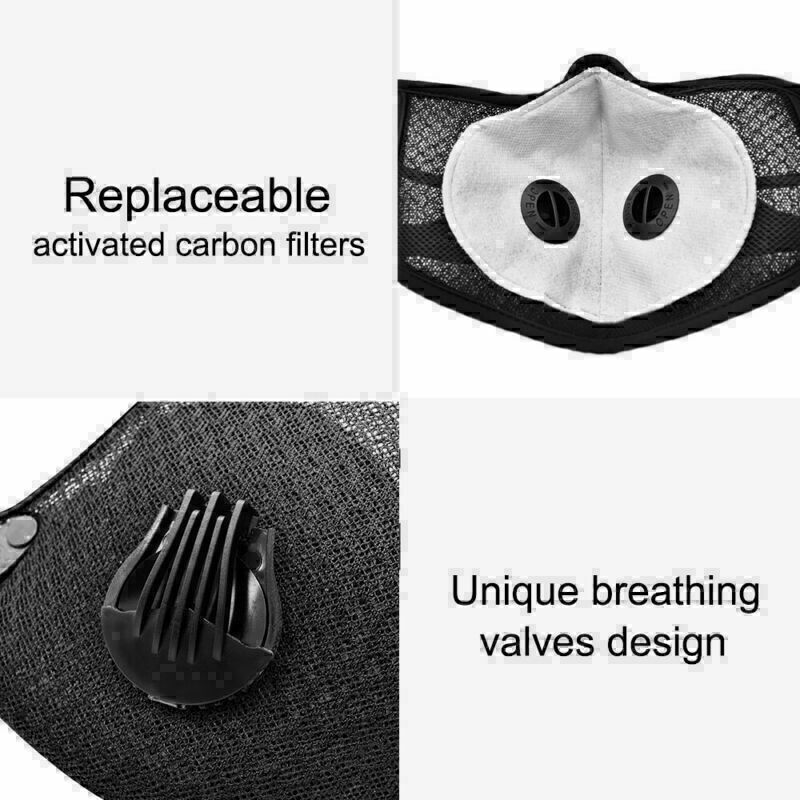 USA Activated Carbon Air Purifying Face Mask Cycling Reusable Filter ...