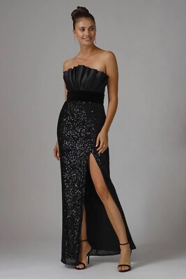 Jay Godfrey Size 8 JACE STRAPLESS GOWN SEQUIN COLUMN SKIRT Taffeta ...
