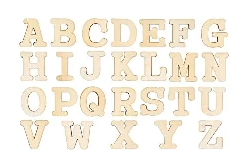 3 Inch 174 Pieces Unfinished Wood Letters Crafts Unpainted Wooden ...