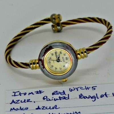 Azur Red Painted Bangle Watch, Japan Quartz,Twisted Copper Band | eBay
