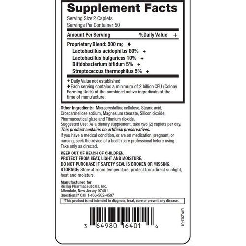 Rising Risa-Bid Probiotic Caplets Dietary Supplement Proprietary Blend ...