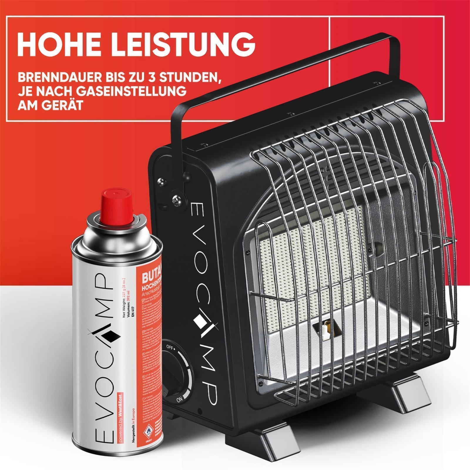 EVOCAMP Butan Gaskartuschen 227g Typ MSF-1a ideal für Campingkocher ...