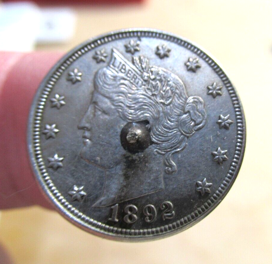 RARE 1892 Liberty V-Nickel LOVE TOKEN Coin, UNC. Coin, "JCC" | eBay