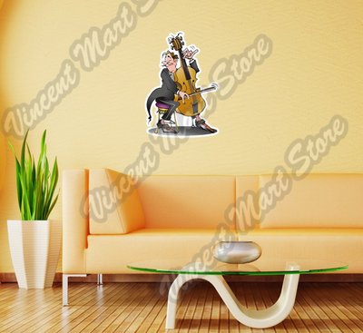 Cello Player Music Funny Cartoon Gift Wall Sticker Room Interior Decor ...