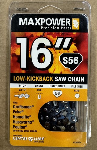 MaxPower 16” Low Kickback Chainsaw Chain, Universal, .050, 3/8, 56 ...