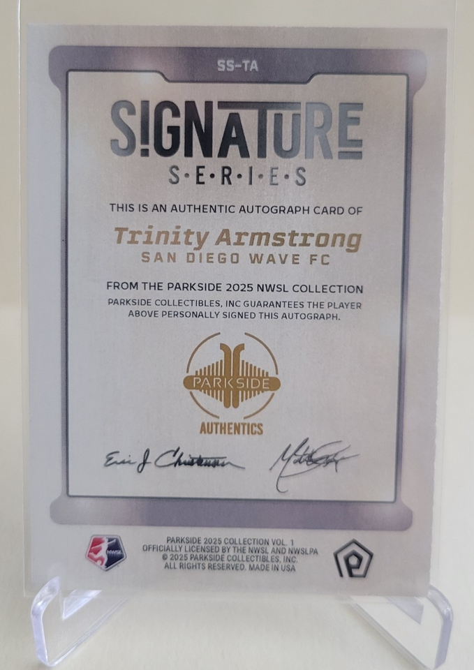 2025 PARKSIDE NWSL VOL 1 TRINITY ARMSTRONG SIGNATURE SERIES AUTO #SS-TA ...