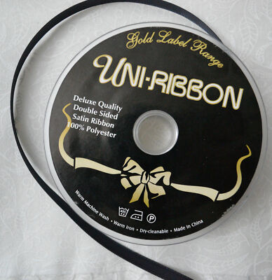 Uni-Ribbon Double Sided Satin Ribbon, 6mm, 06 CHARCOAL, Full 40 Metre ...