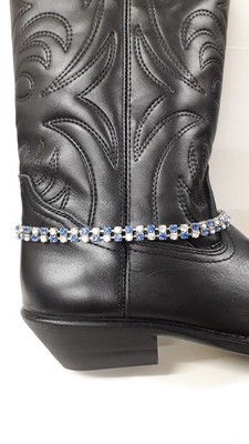 Cowboy Boot Chains Blue and Clear Austrian Crystals Western Line Dance ...
